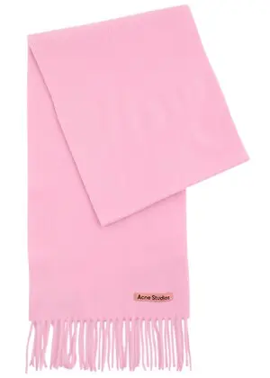 Acne Studios Canada Fringed Wool Scarf Pink