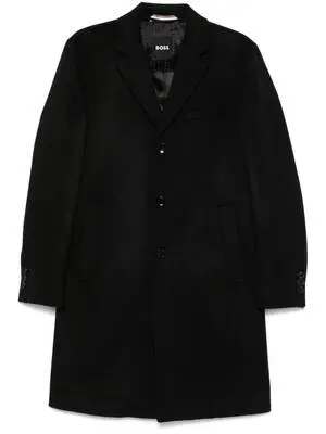 BOSS Virgin Wool-cashmere Felted Coat - Black