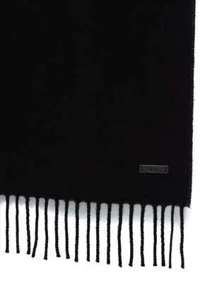 BOSS Logo-patch Fringed Scarf - Black
