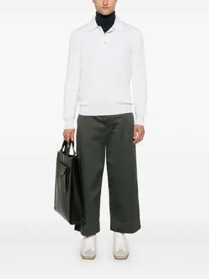 D4.0 Fine-ribbed Polo Shirt - White
