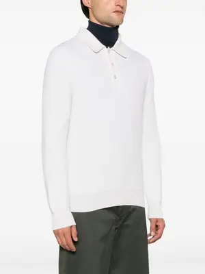 D4.0 Fine-ribbed Polo Shirt - White