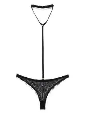 MAISON CLOSE Accroche Cœur Thong And Harness - Black