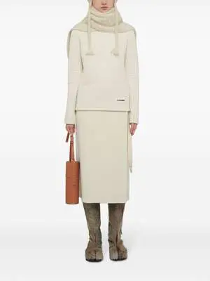 JIL SANDER Wrap-design Midi Skirt - White