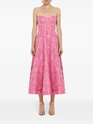 Monique Lhuillier Amelia Floral Jacquard Midi Dress