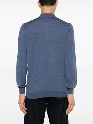 Fedeli Fine-knit Polo Shirt - Blue