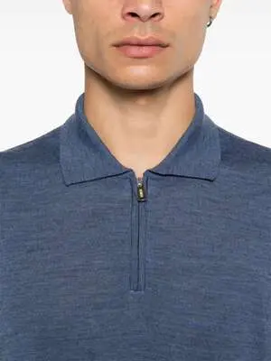 Fedeli Fine-knit Polo Shirt - Blue