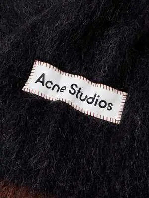 Acne Studios Valley Appliquéd Fringed Knitted Scarf