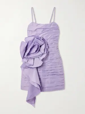 Aje Potion Spiral Appliquéd Ruched Crepe Mini Dress - Purple