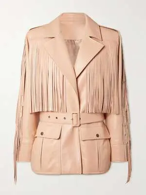 Chloé Belted Fringed Leather Jacket