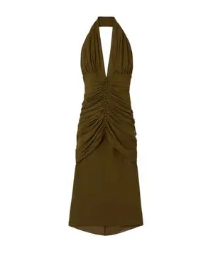 Saint Laurent Ruched Halterneck Dress