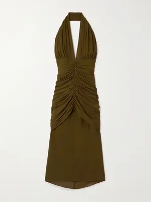 Saint Laurent Ruched Halterneck Dress