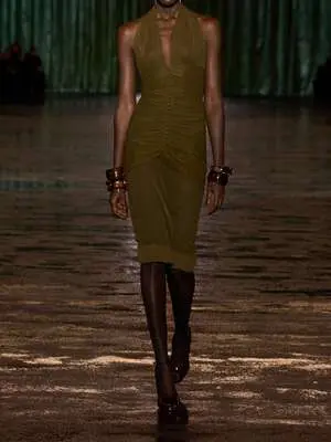Saint Laurent Ruched Halterneck Dress