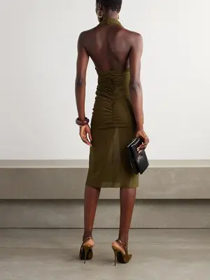 Saint Laurent Ruched Halterneck Dress