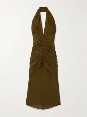 Saint Laurent Ruched Halterneck Dress