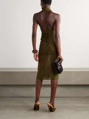 Saint Laurent Ruched Halterneck Dress