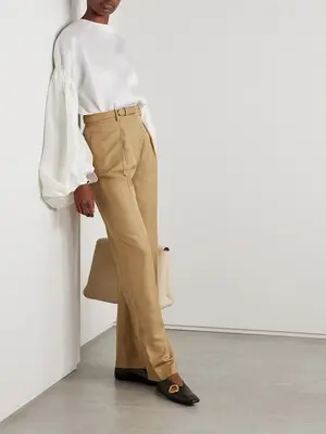 Loro Piana Edward Belted Silk Wide-leg Pants - Neutrals