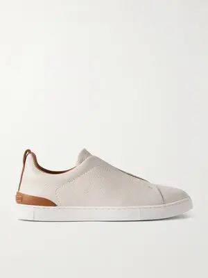 Zegna Triple Stitch™ Deerskin Slip-on Sneakers - White