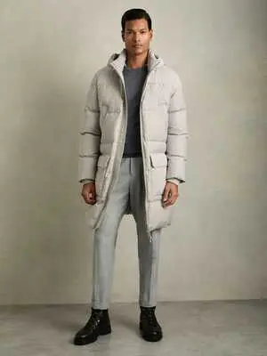 REISS Stadium Quilted Longline Puffer Jacket