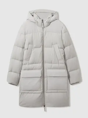 REISS Stadium Quilted Longline Puffer Jacket
