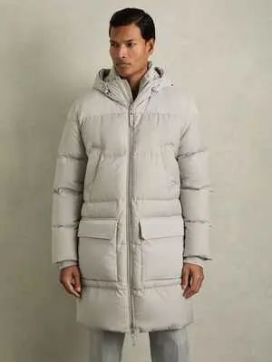 REISS Stadium Quilted Longline Puffer Jacket