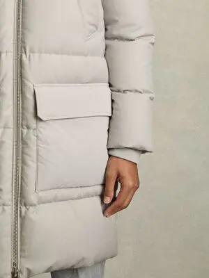 REISS Stadium Quilted Longline Puffer Jacket