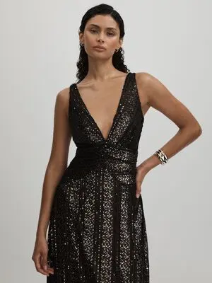 Halston Esra Sequin Maxi Dress