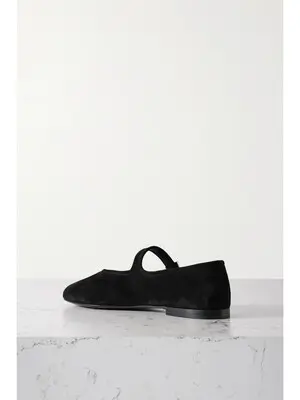 THE ROW Boheme Suede Mary Jane Flats - Black