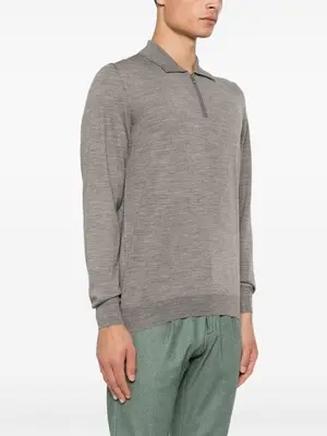 Fedeli Fine-knit Polo Shirt - Grey