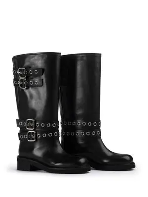 LE SILLA Harley Buckled Leather Boots