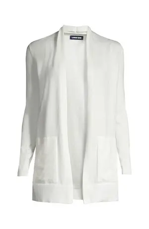 LANDS' END Long Sleeve Open Cardigan Sweater - Ivory