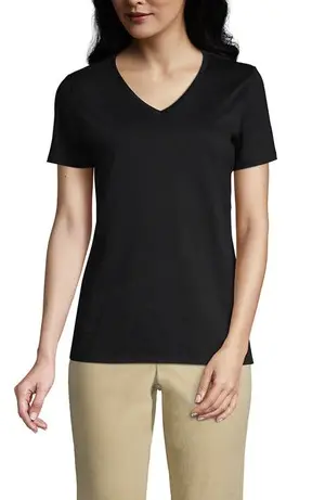 LANDS' END Supima Cotton V-neck T-shirt - Black
