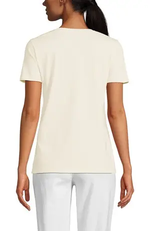 LANDS' END Supima Cotton V-neck T-shirt - Fresh Ivory
