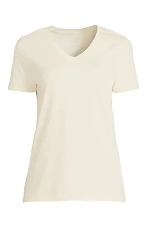 LANDS' END Supima Cotton V-neck T-shirt - Fresh Ivory
