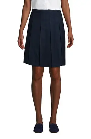 LANDS' END Box Pleat Skirt - Classic Navy