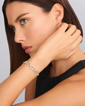 Lagos 18k Yellow Gold And Sterling Diamond Link Bracelet - Silver
