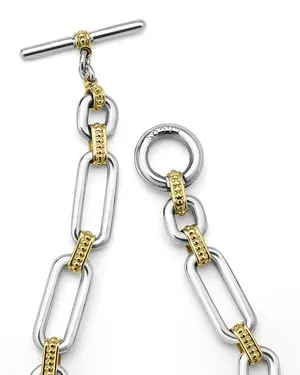 Lagos 18k Yellow Gold And Sterling Diamond Link Bracelet - Silver