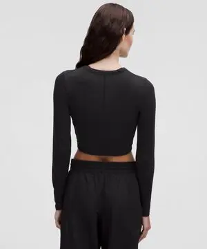 Lululemon Hold Tight Straight-hem Cropped Long-sleeve Shirt - Black