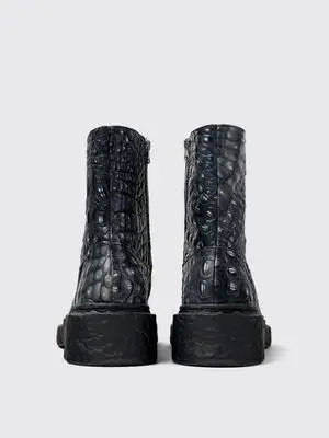 Camper Croc Effect Ankle Boots - Grey