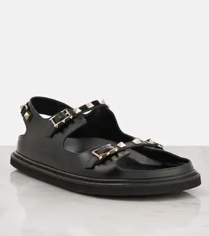 Valentino Garavani Rockstud Leather Flat Sandals