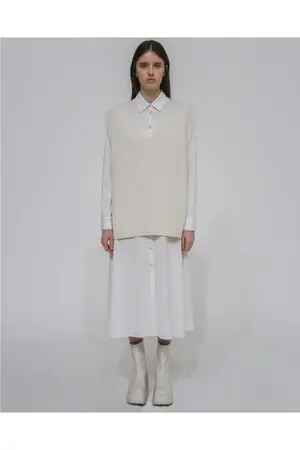 Rosetta Getty Oversized Wool-cashmere Sweater Vest - Neutral
