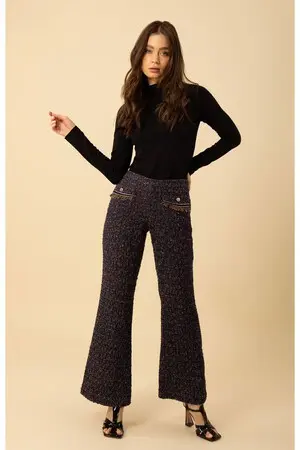 Hale Bob Kaylee Houndstooth Flared Pant - Black