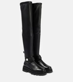 JIMMY CHOO Over-the-knee Leather Boots With Gold Tone Hardware