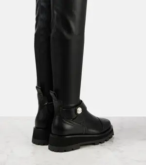 JIMMY CHOO Over-the-knee Leather Boots With Gold Tone Hardware