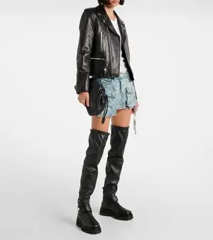 JIMMY CHOO Over-the-knee Leather Boots With Gold Tone Hardware