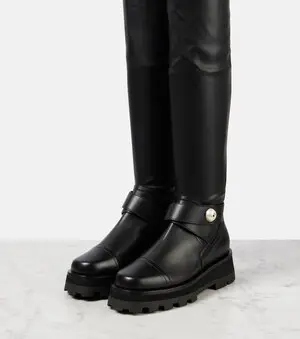 JIMMY CHOO Over-the-knee Leather Boots With Gold Tone Hardware