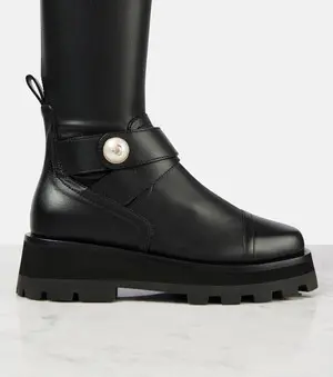 JIMMY CHOO Over-the-knee Leather Boots With Gold Tone Hardware