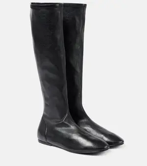 Co CO Leather Knee-High Boots Black