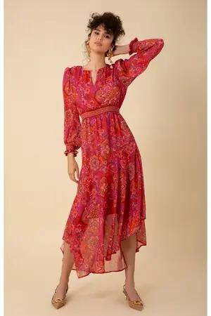 Hale Bob Maia Chiffon Dress - Red