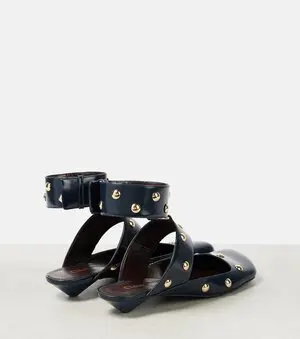 Chloé Studded Leather Ankle Strap Sandals - Blue