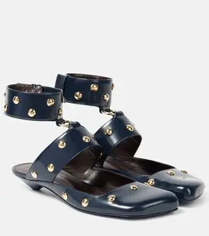 Chloé Studded Leather Ankle Strap Sandals - Blue